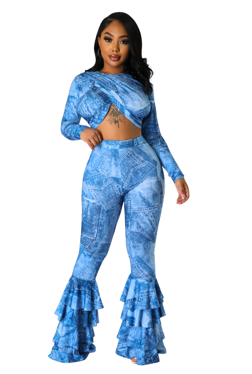 Denim Baddie Two piece set – Blue Society LLC